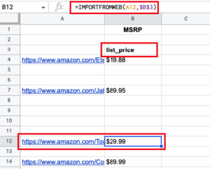Amazon price tracker - ImportFromWeb