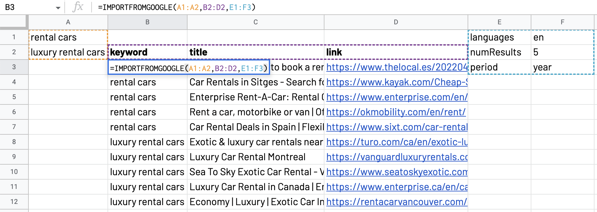 Google Search data selectors - NoDataNoBusiness